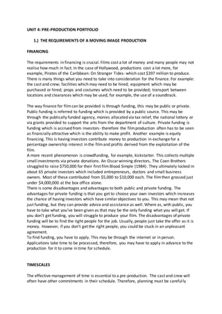 Unit 4 pre-production portfolio | DOCX