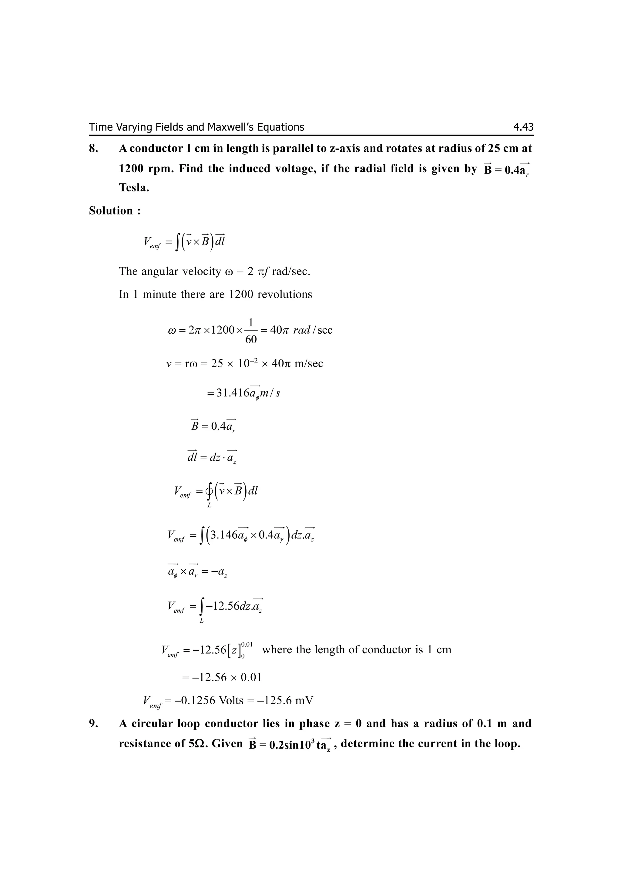 TIME-VARYING FIELDS AND MAXWELL's EQUATIONS -Unit4- problems | PDF