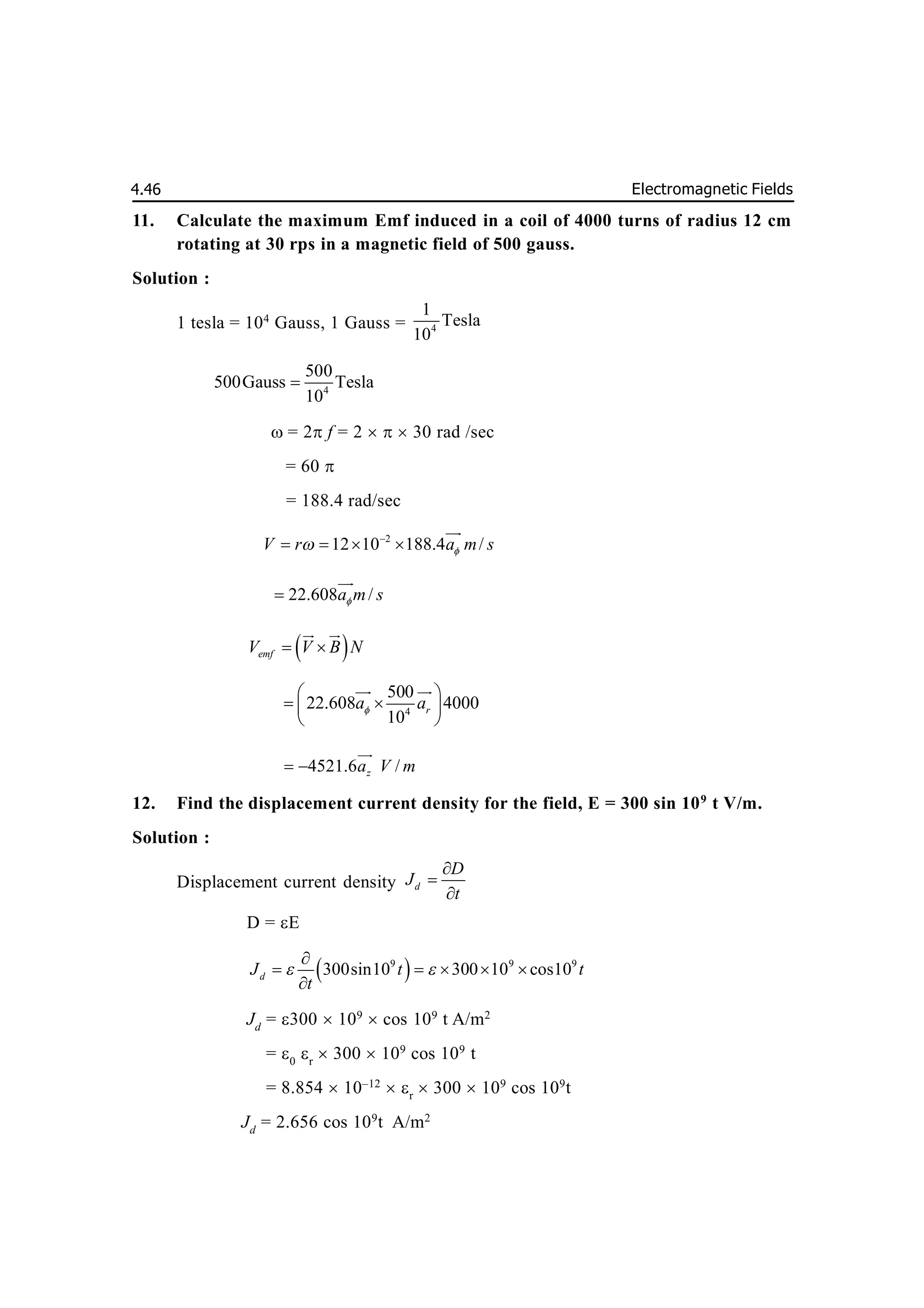 TIME-VARYING FIELDS AND MAXWELL's EQUATIONS -Unit4- problems | PDF