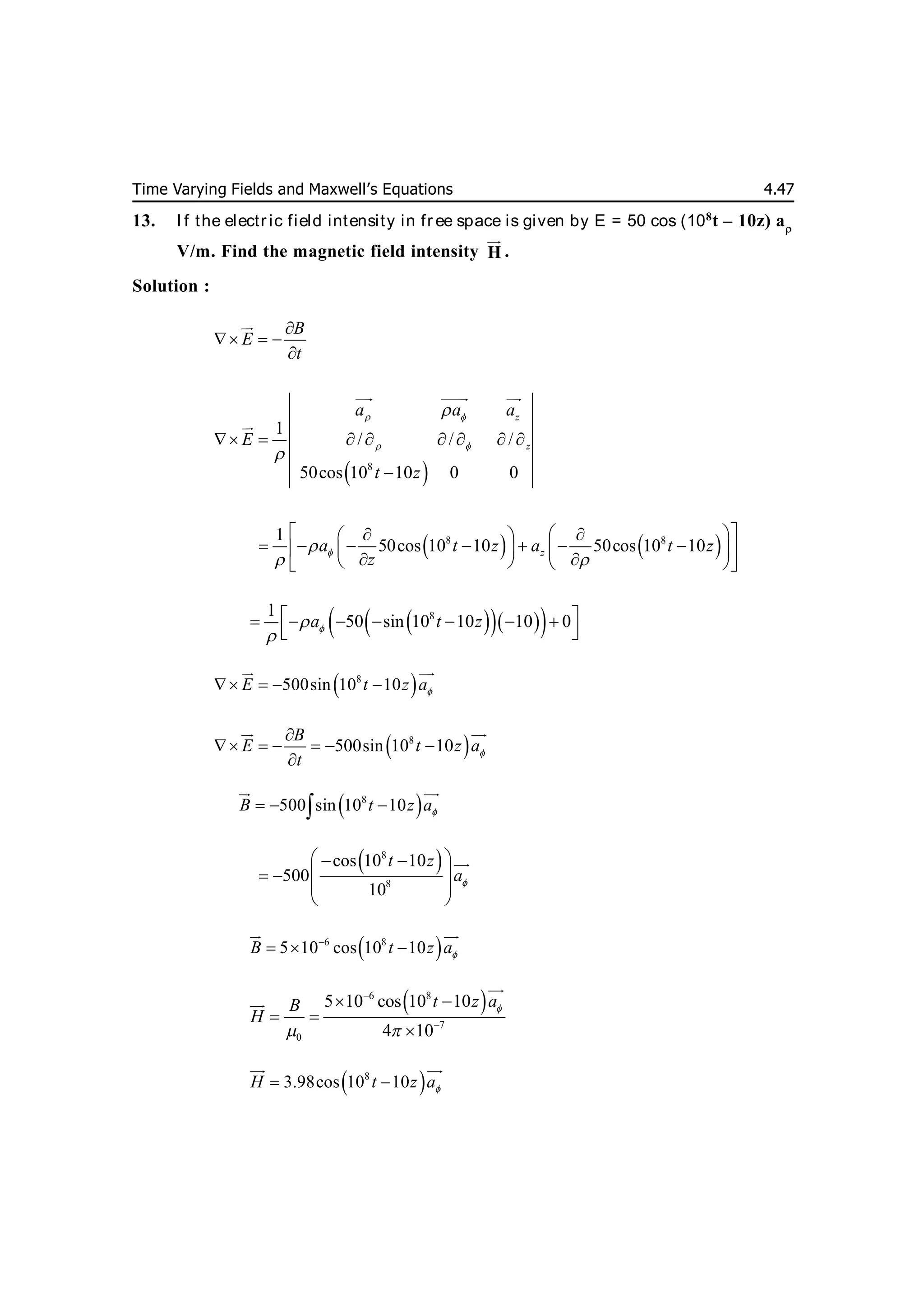 TIME-VARYING FIELDS AND MAXWELL's EQUATIONS -Unit4- problems | PDF