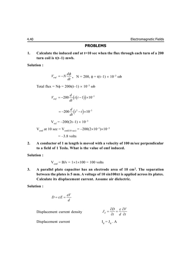 Time Varying Fields And Maxwells Equations Unit4 Problems Pdf