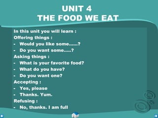 Unit 4 the food we eat | PPT