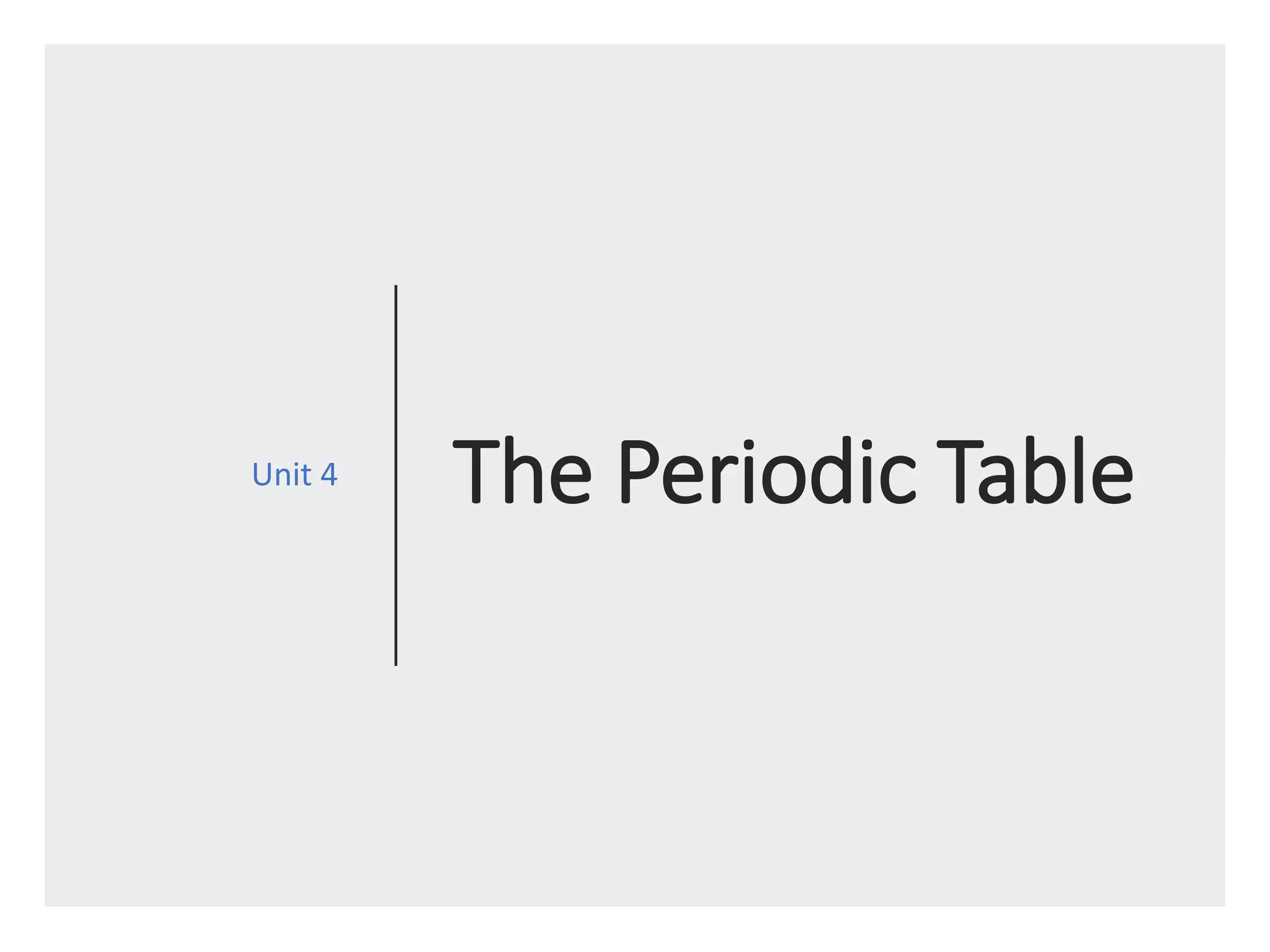 Unit 4 - The Periodic Table | PPT