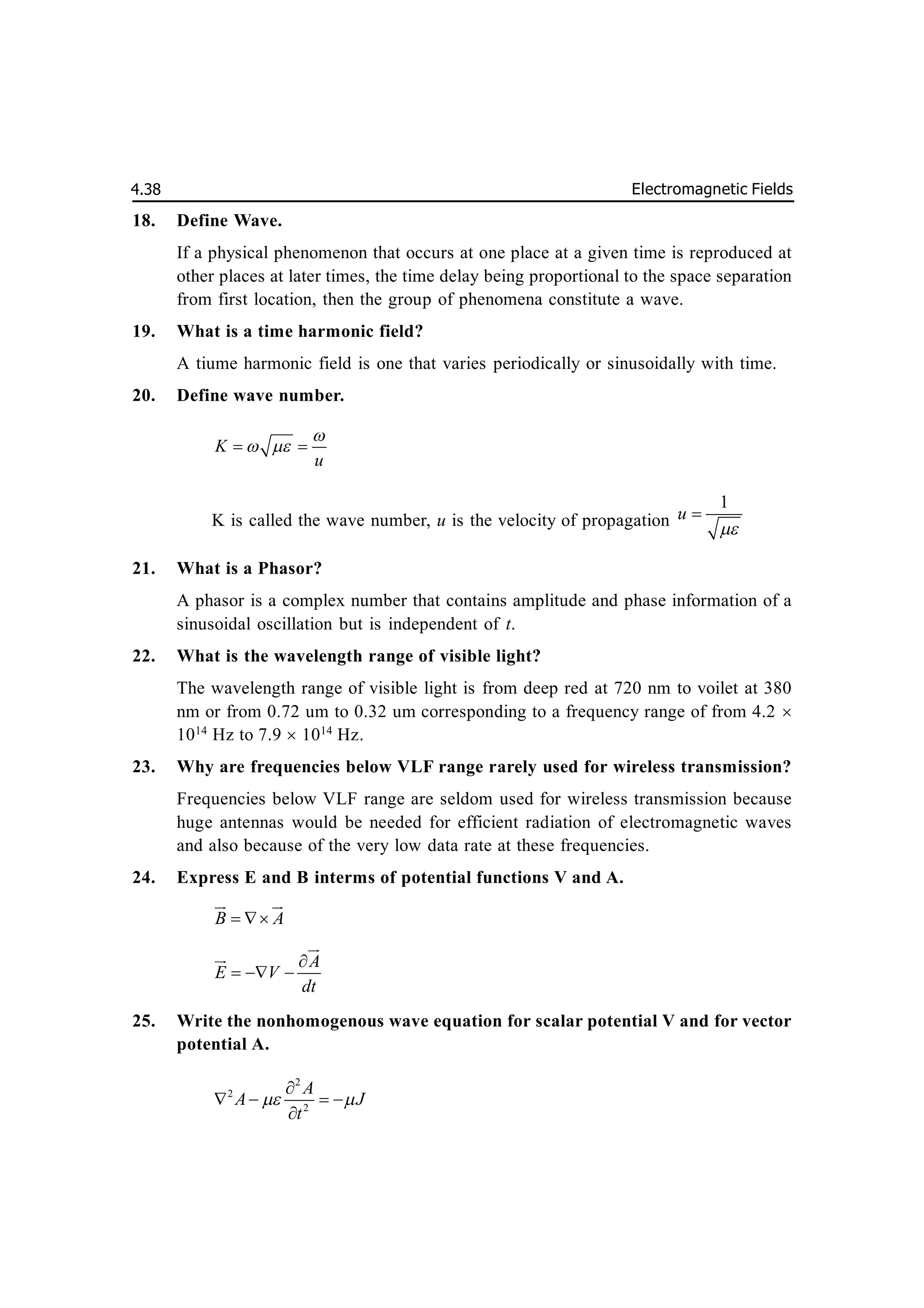 Time Varying Fields And Maxwells Equations Unit 4 Two Marks Pdf