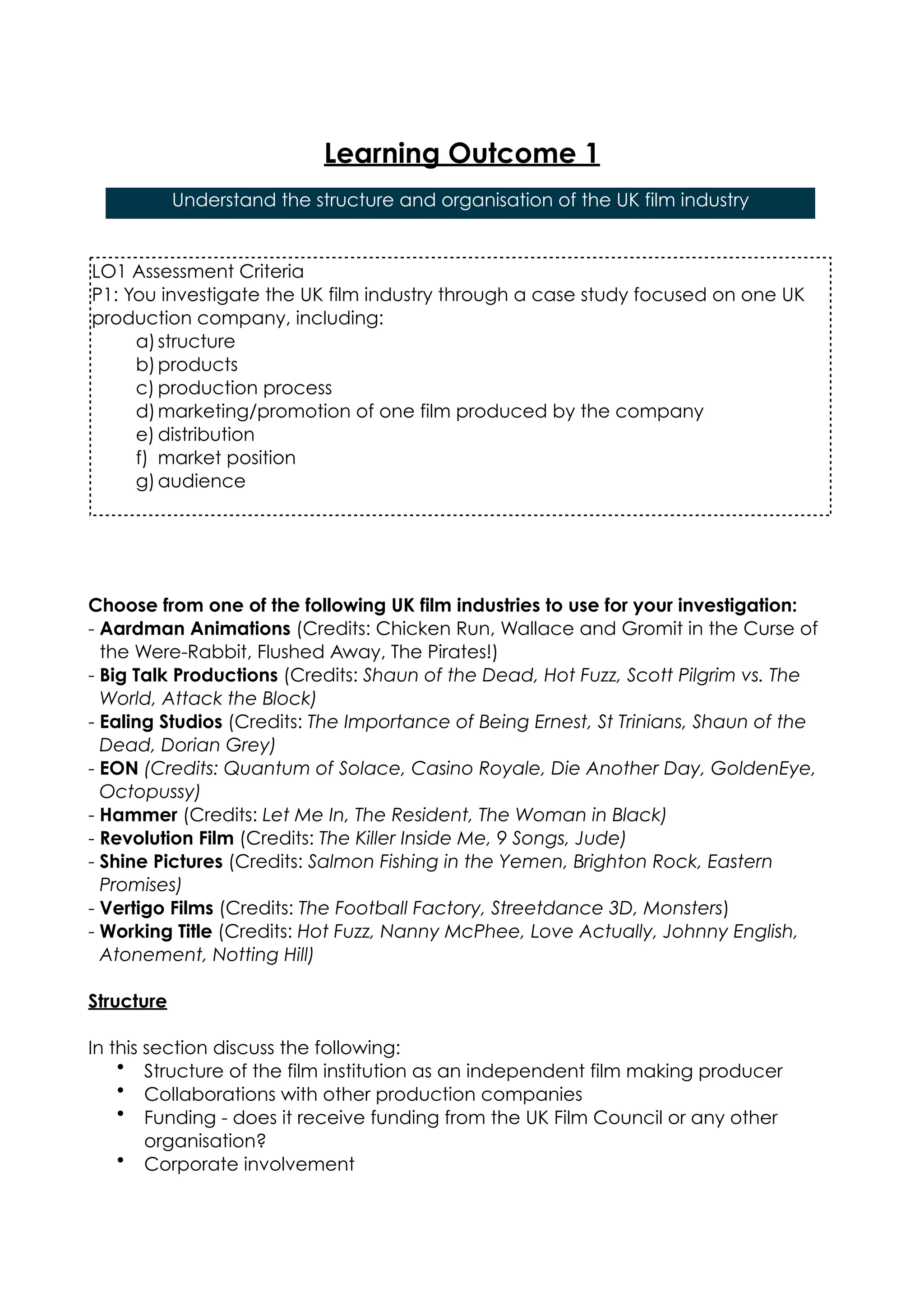 OCR Cambridge Technicals Media Unit 40 UK Film Studies | PDF