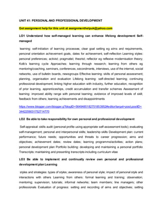 UNIT 41: PERSONAL AND PROFESSIONAL DEVELOPMENT | DOCX