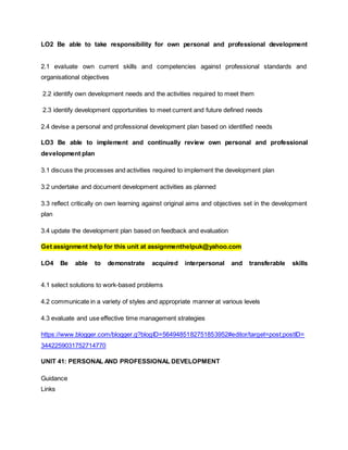 UNIT 41: PERSONAL AND PROFESSIONAL DEVELOPMENT | DOCX