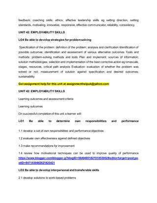 UNIT 42: EMPLOYABILITY SKILLS | DOCX