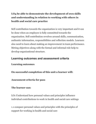 Unit 4: Personal and Professional Development in Health and Social Care ...