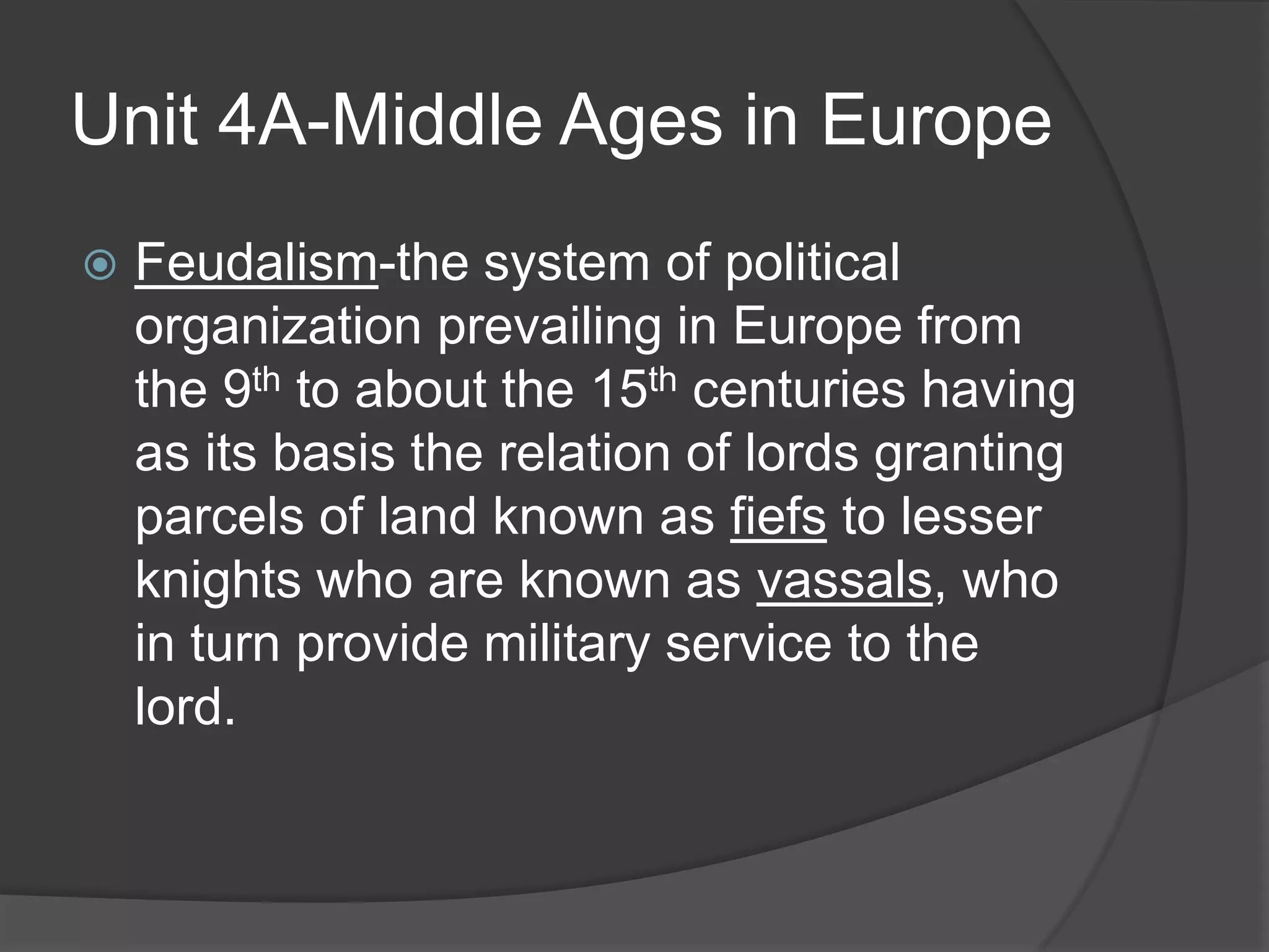 Unit 4 a middle ages in europe notes and vocab | PPTX
