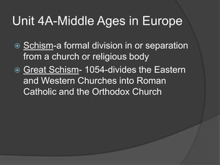 Unit 4 a middle ages in europe notes and vocab | PPTX