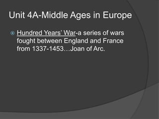 Unit 4 a middle ages in europe notes and vocab | PPTX