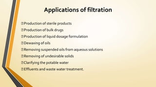 Objectives, applications & Theories in FILTRATION | PPTX | Chemistry ...