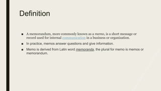 Unit 4 (A); Memo Writing Lecture, Educational Platform.pptx | Business ...