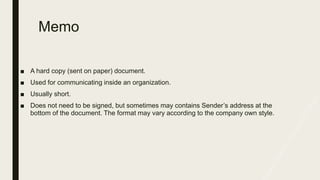 Unit 4 (A); Memo Writing Lecture, Educational Platform.pptx