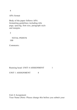 Unit 4 Assignment Rubric Performance Elements Poin.docx