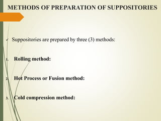 Suppositories and Pessaries, Semi-solid dosage forms | PPTX