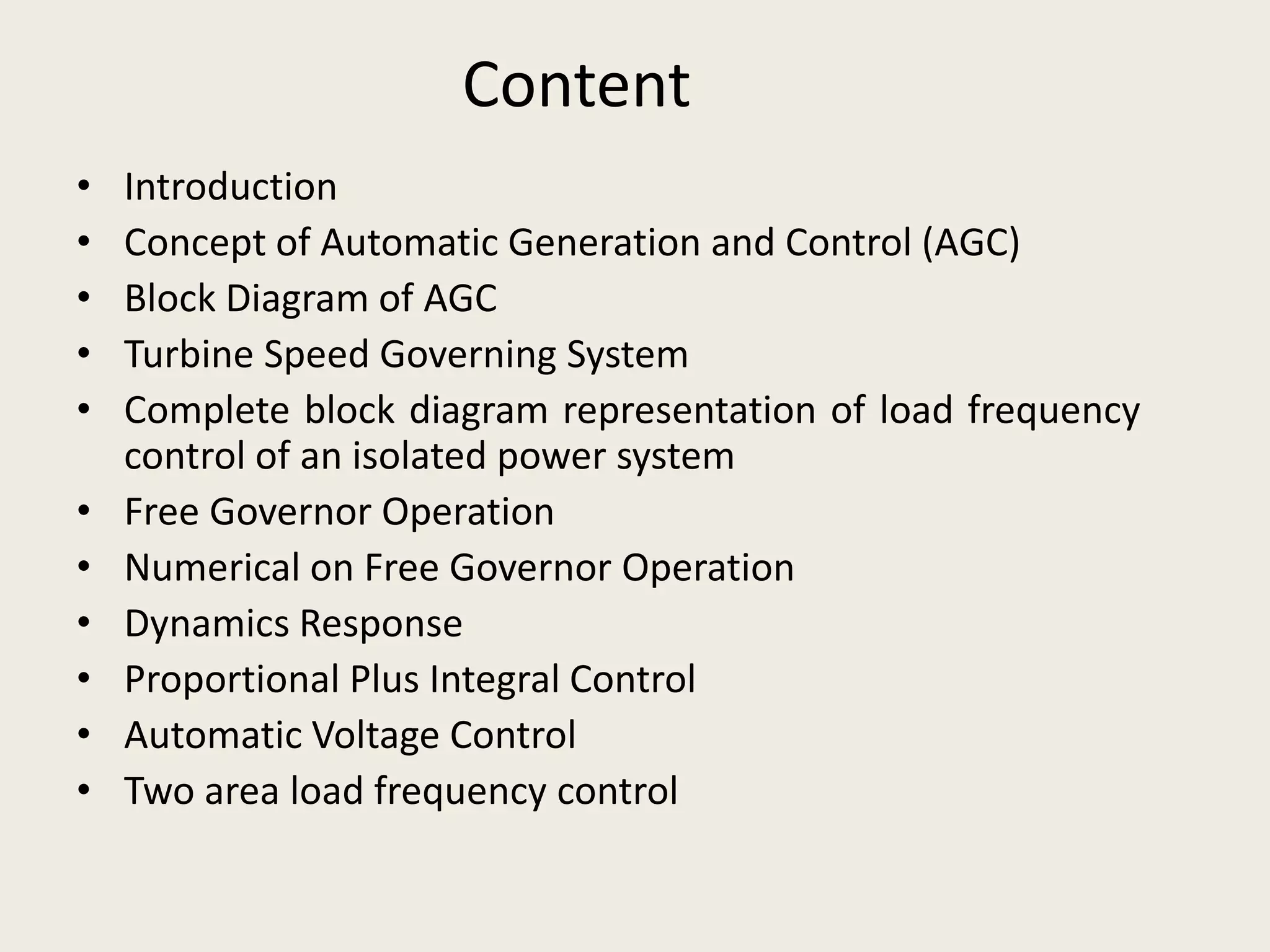 Unit 4 Automatic Generation Control | PPTX