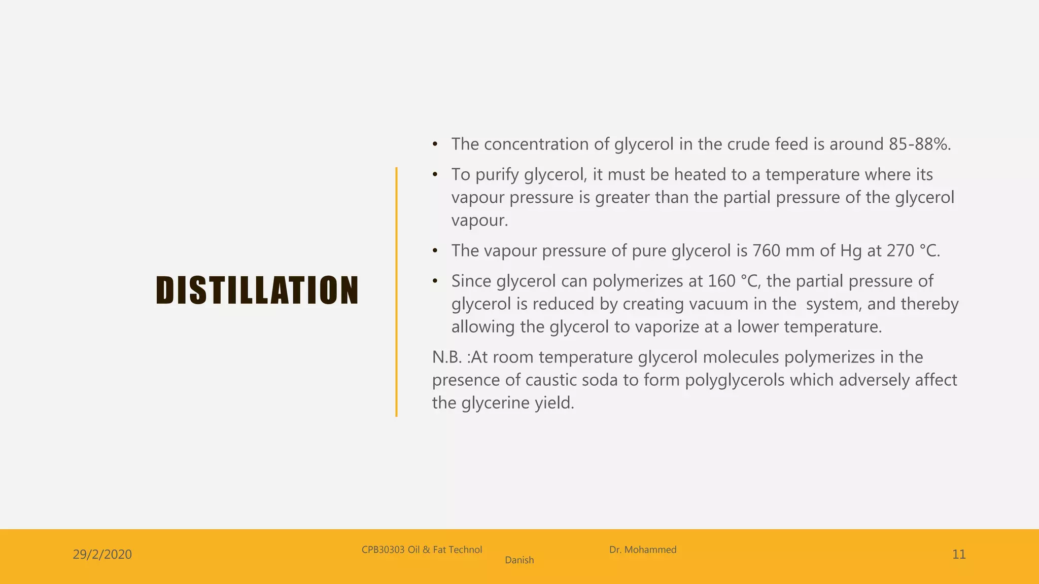 Production of Glycerin (Unit 4 b) | PPTX | Chemistry | Science