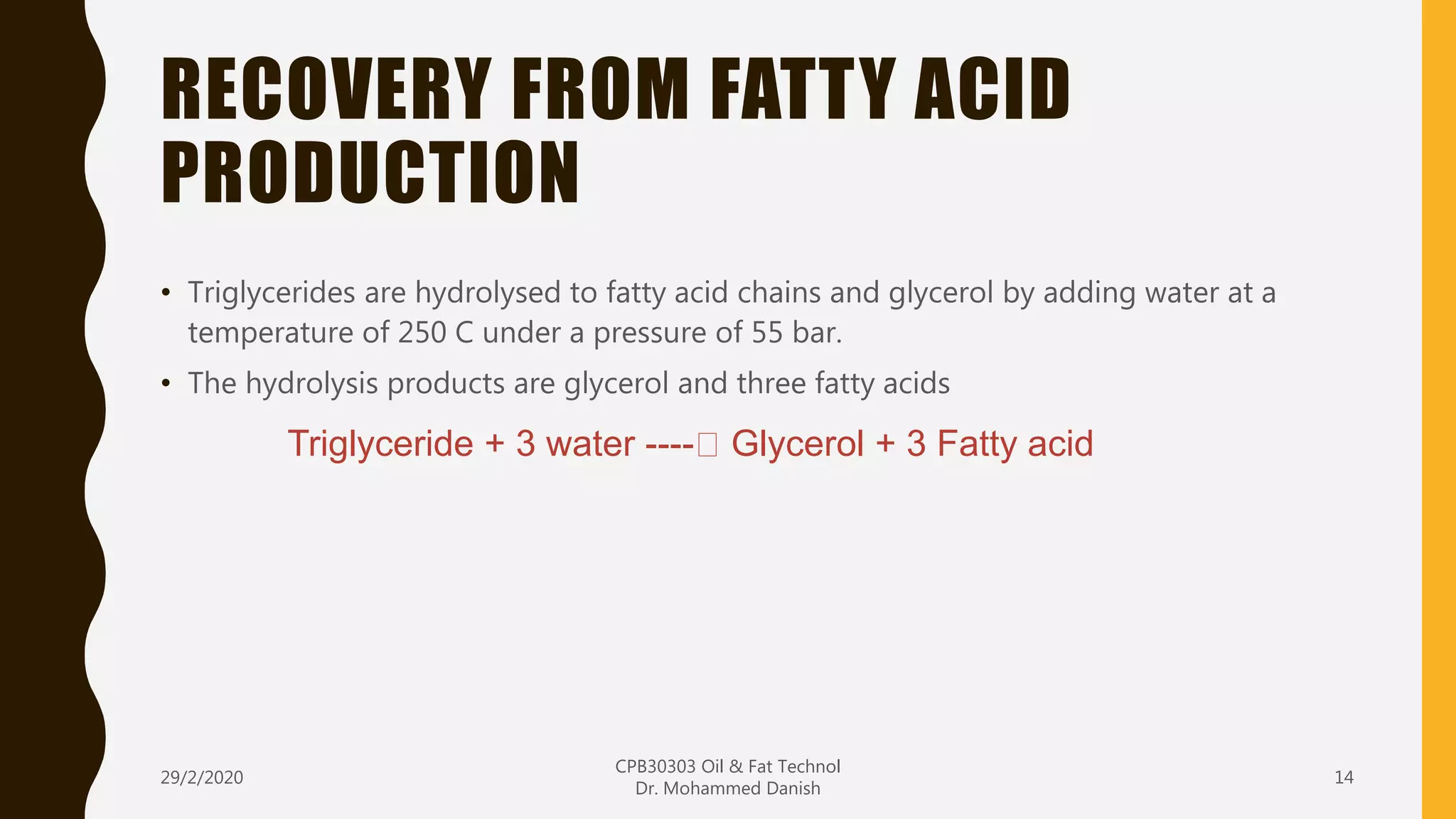 Production of Glycerin (Unit 4 b) | PPTX