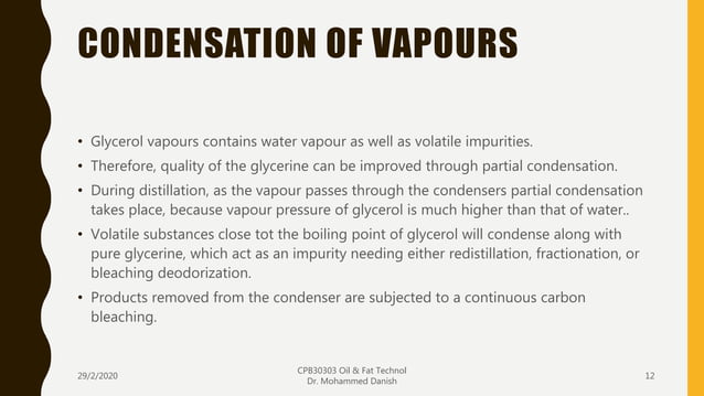 Production of Glycerin (Unit 4 b) | PPTX | Chemistry | Science