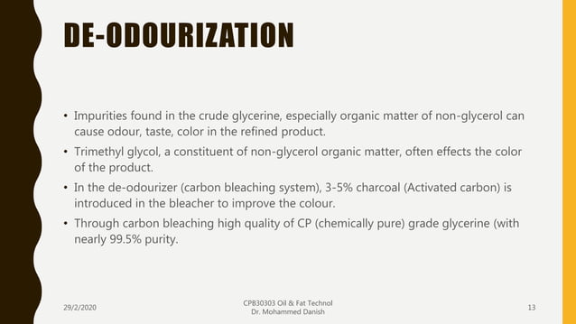 Production of Glycerin (Unit 4 b) | PPTX | Chemistry | Science