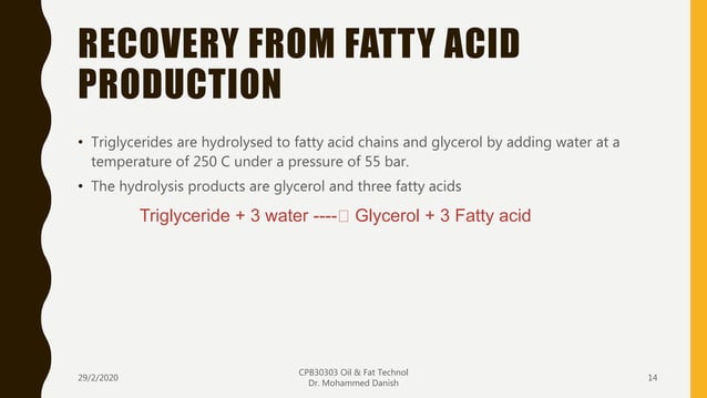 Production of Glycerin (Unit 4 b) | PPTX | Chemistry | Science