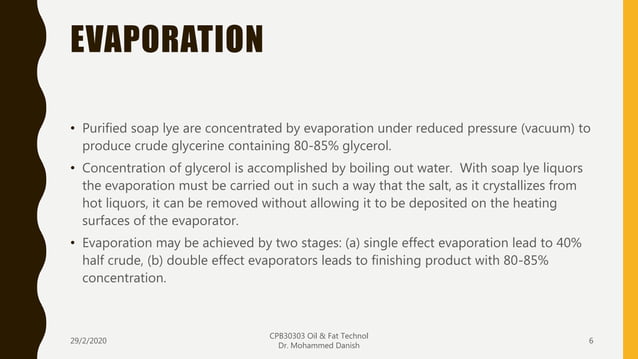 Production of Glycerin (Unit 4 b) | PPTX | Chemistry | Science