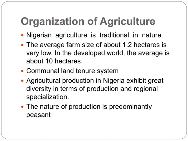 Structure of the Nigerian Economy: Agricultural Sector | PPTX