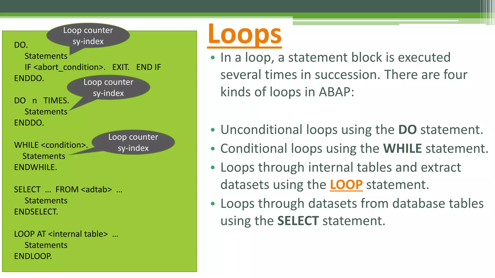 Unit 4 Basic Abap Statements Abap Structures And Abap Logical Expressions Ppt