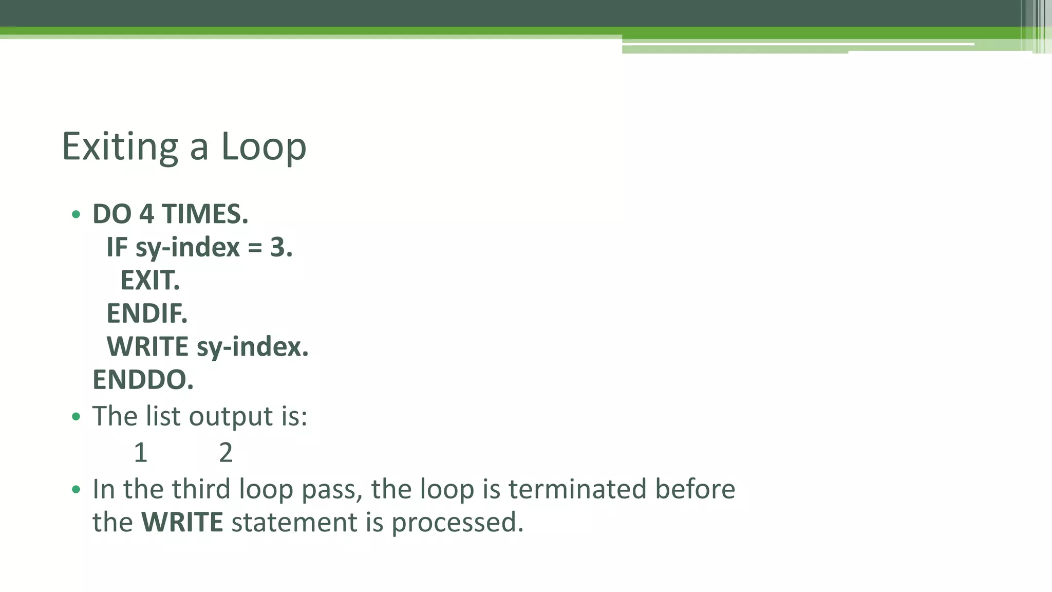Unit 4 Basic Abap Statements Abap Structures And Abap Logical Expressions Ppt