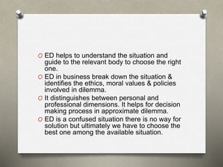Managing the ethical dilemma in business | PPT