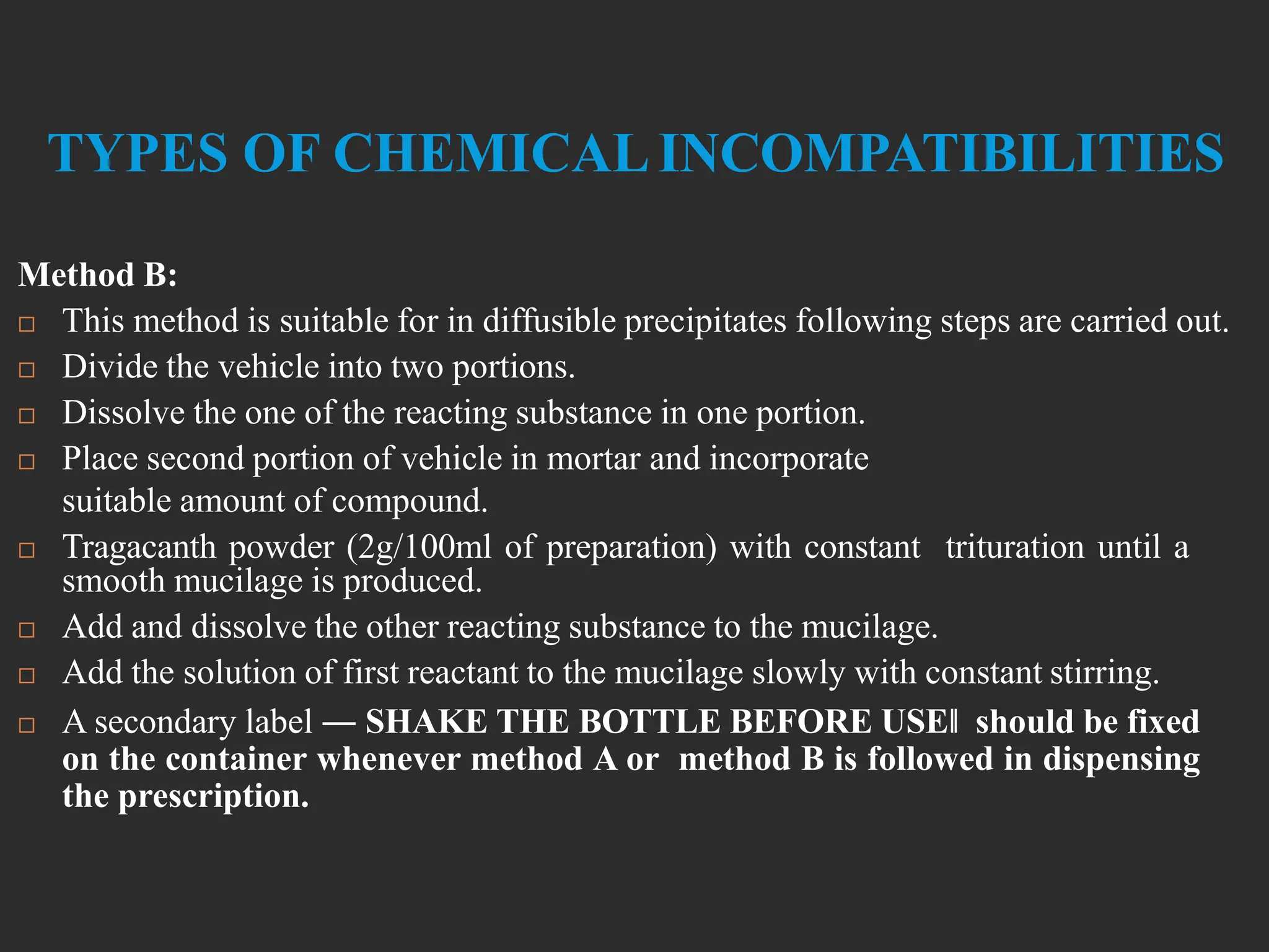 Pharmaceutical Incompatibilities, Physical, Chemical and Therapeutic | PPTX