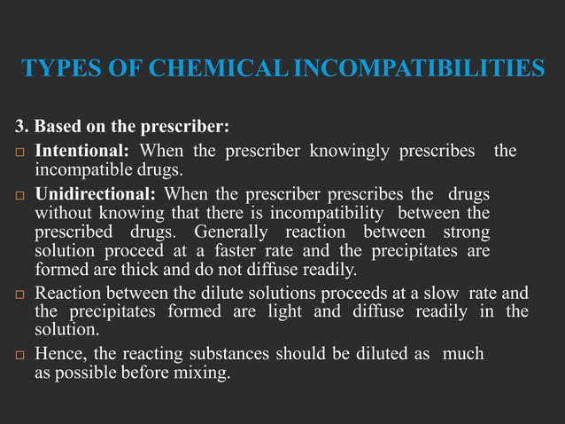 Pharmaceutical Incompatibilities, Physical, Chemical and Therapeutic ...