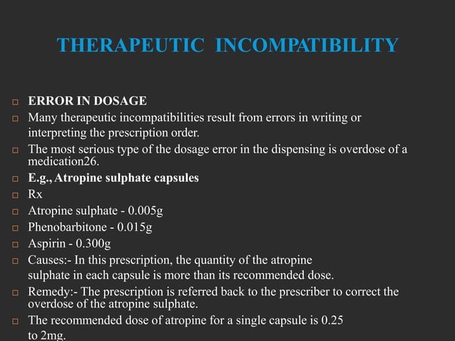 Pharmaceutical Incompatibilities, Physical, Chemical and Therapeutic ...