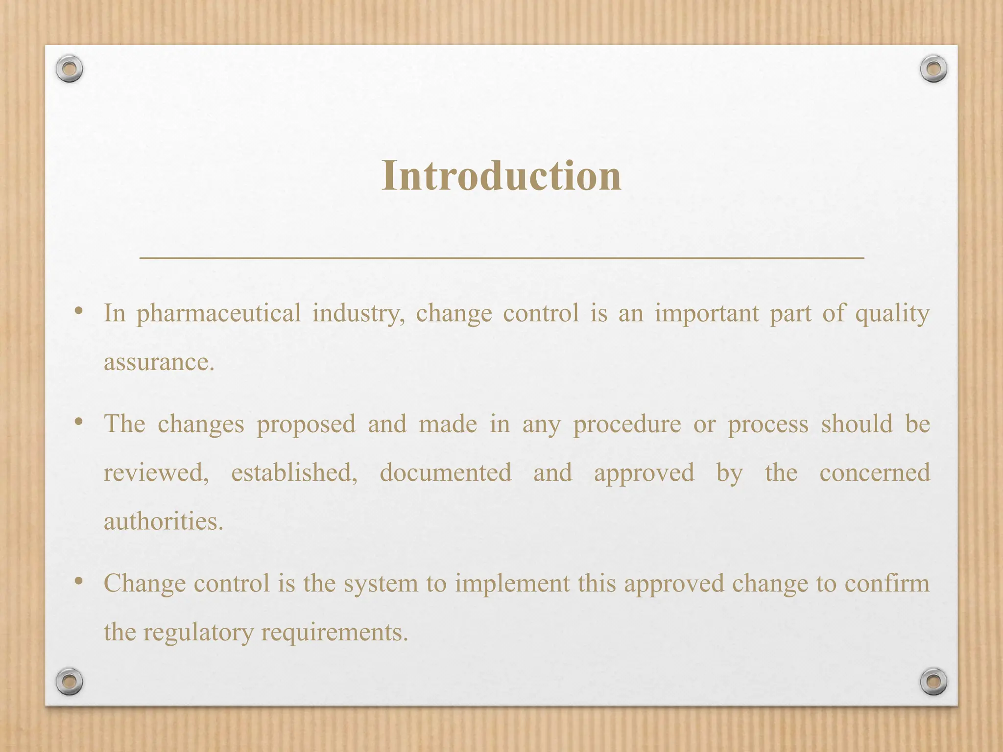 Change Control in Pharmaceutical Industry | PPTX