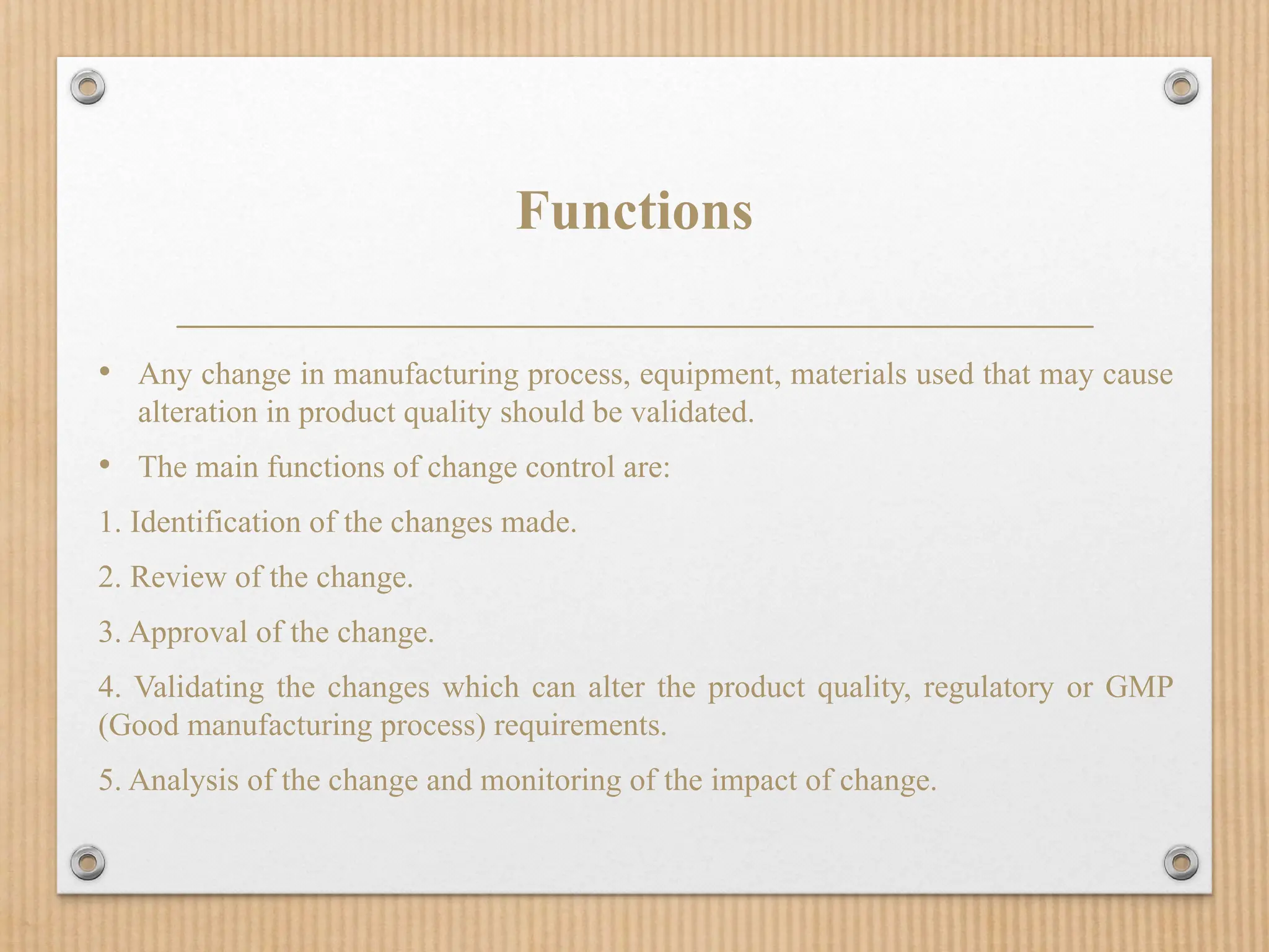 Change Control in Pharmaceutical Industry | PPTX