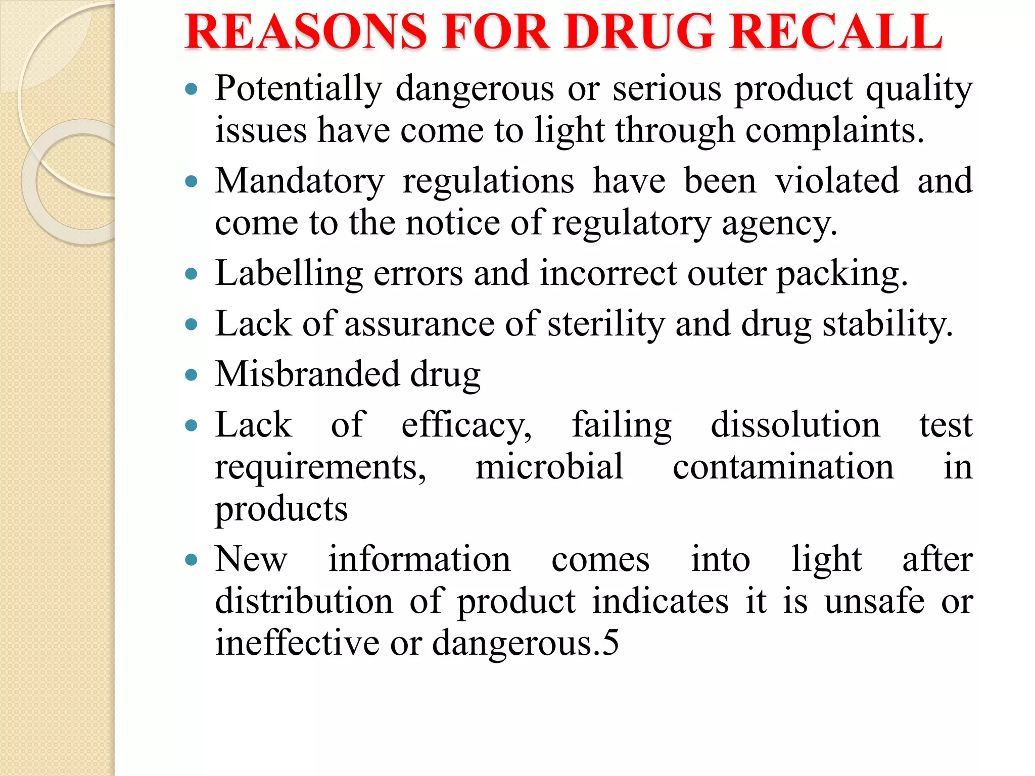 A COMPLETE STUDY ON COMPLAINTS, DRUG RECALL, RETURNED PRODUCTS, AND ...