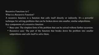 USER DEFINE FUNCTION AND STRUCTURE AND UNION | PPT