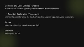 USER DEFINE FUNCTION AND STRUCTURE AND UNION | PPT
