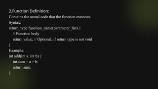 USER DEFINE FUNCTION AND STRUCTURE AND UNION | PPT