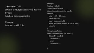 USER DEFINE FUNCTION AND STRUCTURE AND UNION | PPT