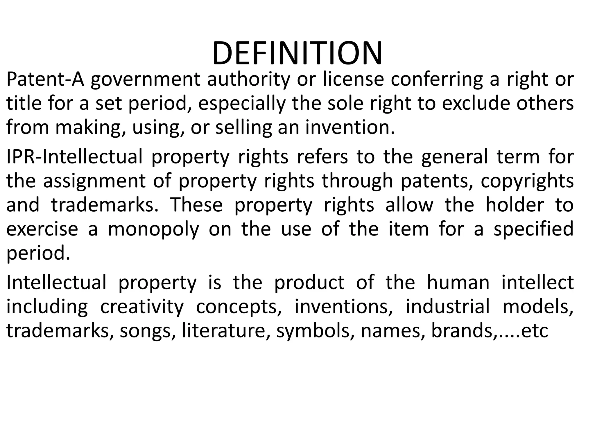Unit 4 definitions patent, ipr,fr,br,biopiracy & neem haldi | PPTX