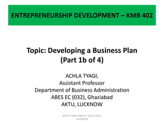 Unit 4 Developing a Business Plan Part 1b | PPTX