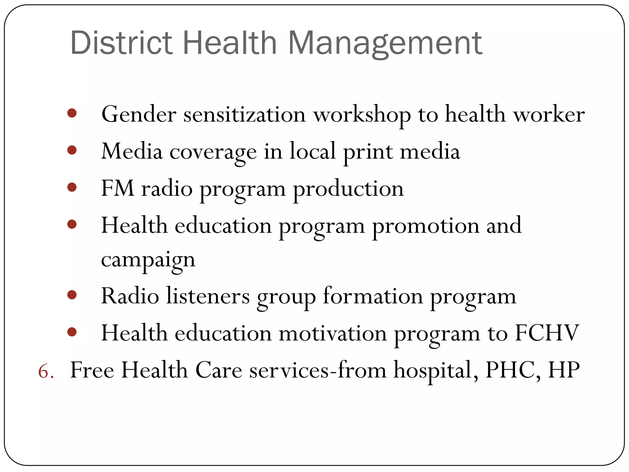 Unit 4 - District Health Services Management Part 1 pdf | PDF
