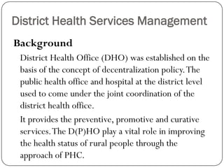 Unit 4 - District Health Services Management Part 1 pdf | PDF