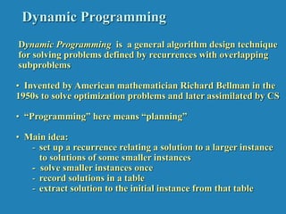 Dynamic Programming for 4th sem cse students | PPT