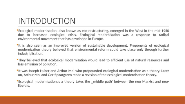 ECOLOGICAL MODERNIZATION NOTES OF SOCIOLOGY | PPTX