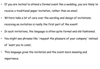 Unit 4 English for life Writing (Entry 3) - Invitations and RSVPs.pptx