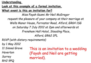 Unit 4 English for life Writing (Entry 3) - Invitations and RSVPs.pptx